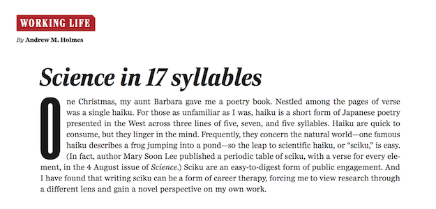 We try Sciku, the science haiku | Stuart-Fox Lab | Devi Stuart-Fox